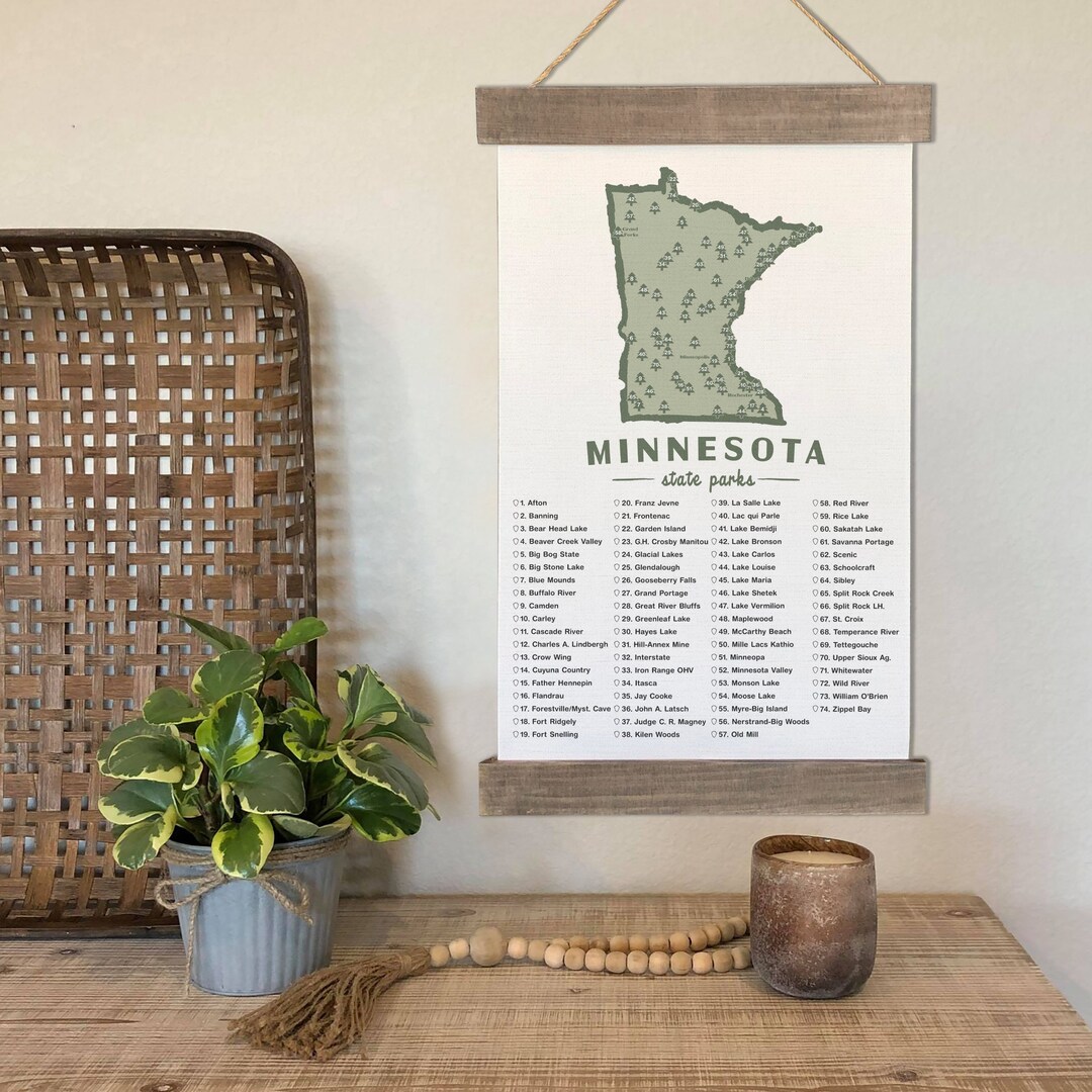 Minnesota State Park Checklist Map, MN Wall Art State Park Check List ...