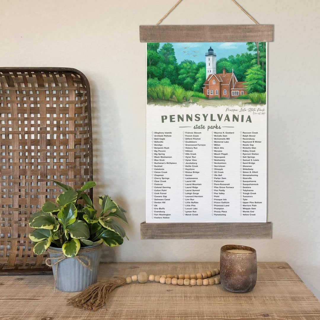 Pennsylvania State Park Checklist PA Wall Art With Pen Check - Etsy