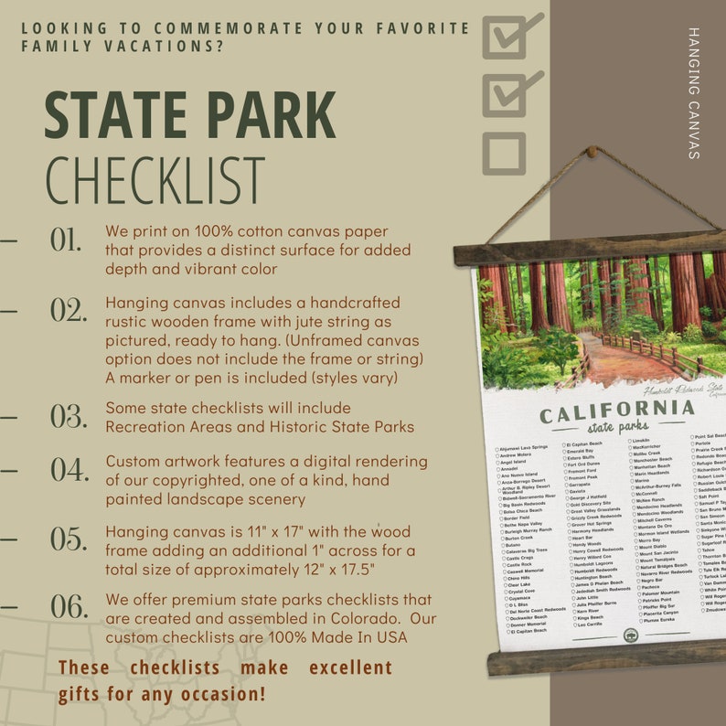 Virginia State Park Checklist VA Wall Art With Pen Check | Etsy