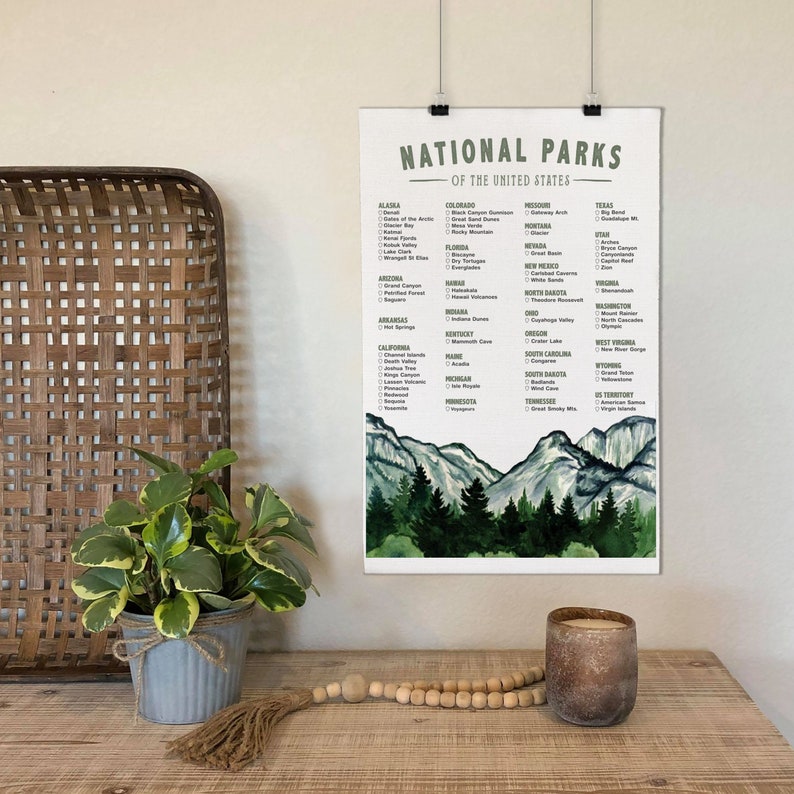National Park Checklist Poster With Hanging Canvas - Etsy