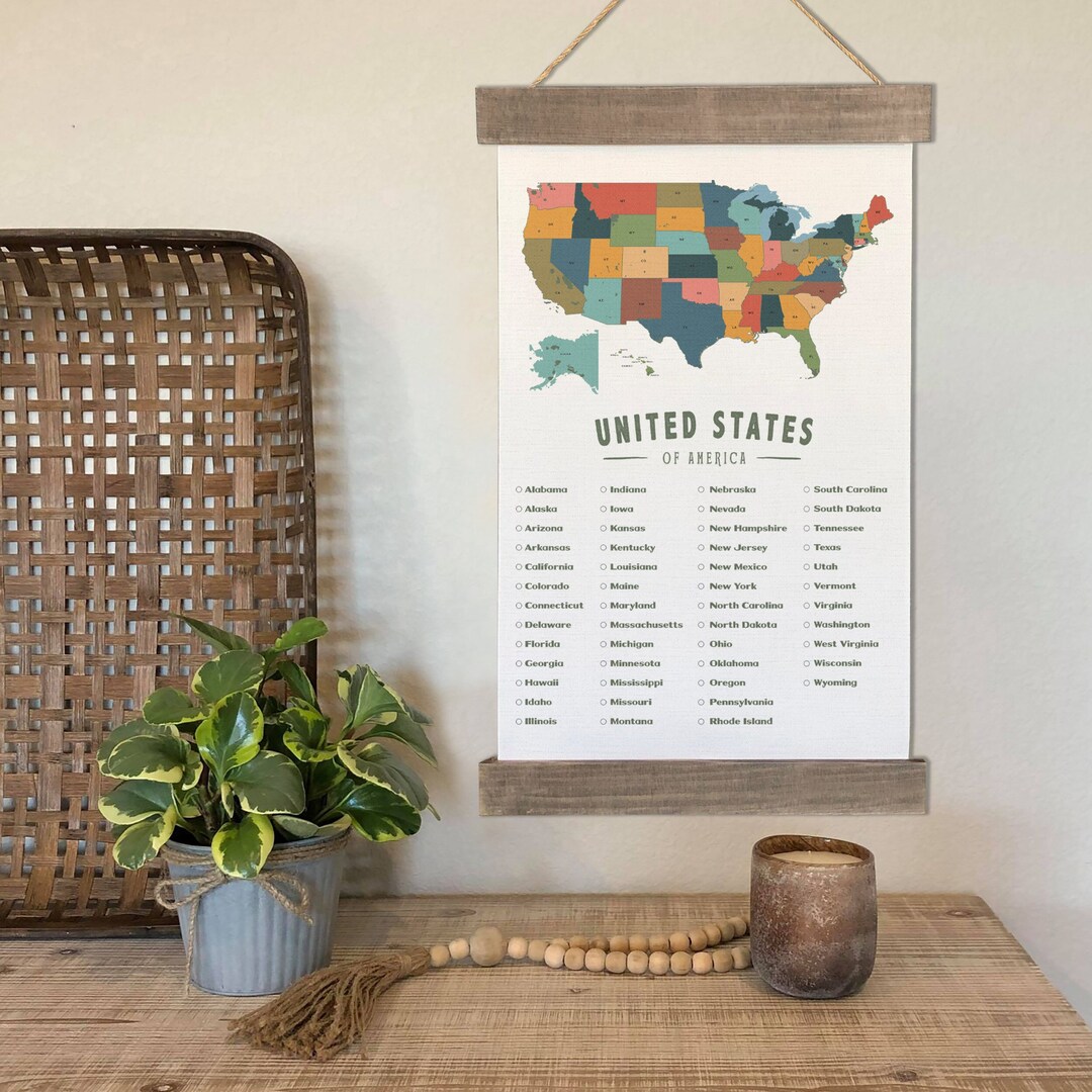 US State Travel Checklist Map, Great Camping Gift, Check off Your ...