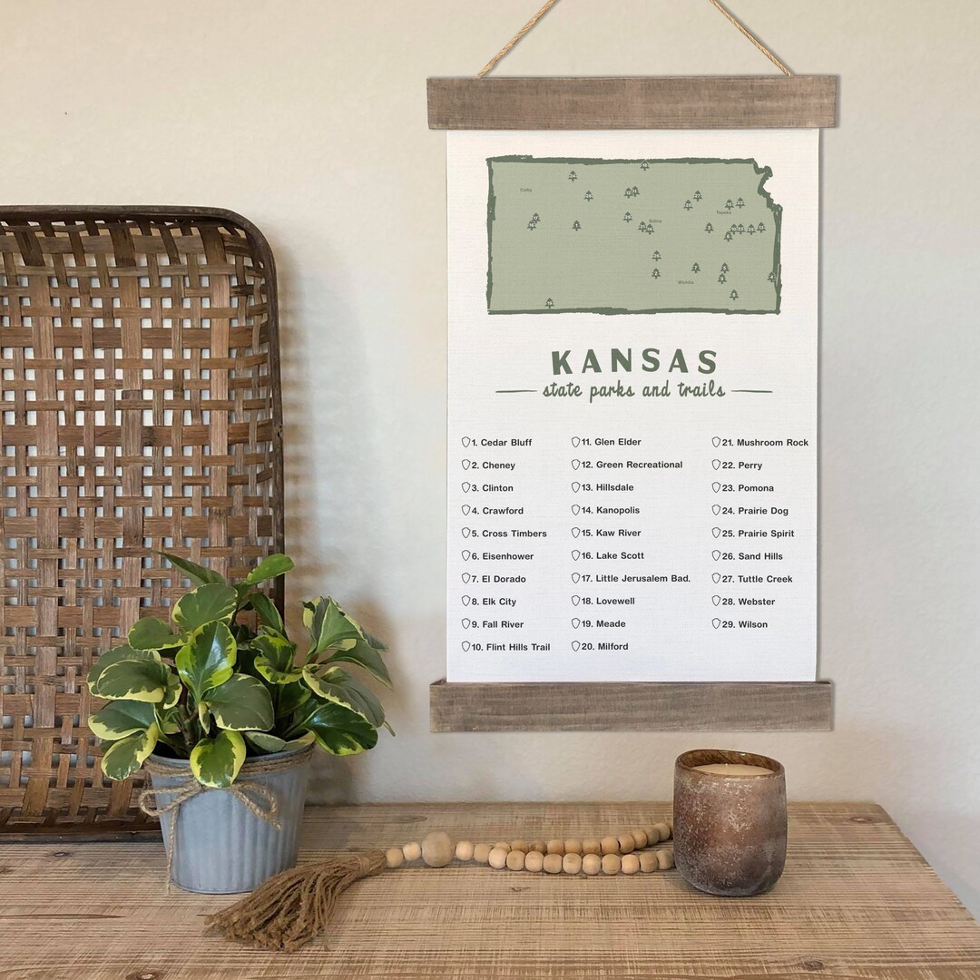 Kansas State Park Checklist Map, KS Wall Art, Your Bucket List for ...