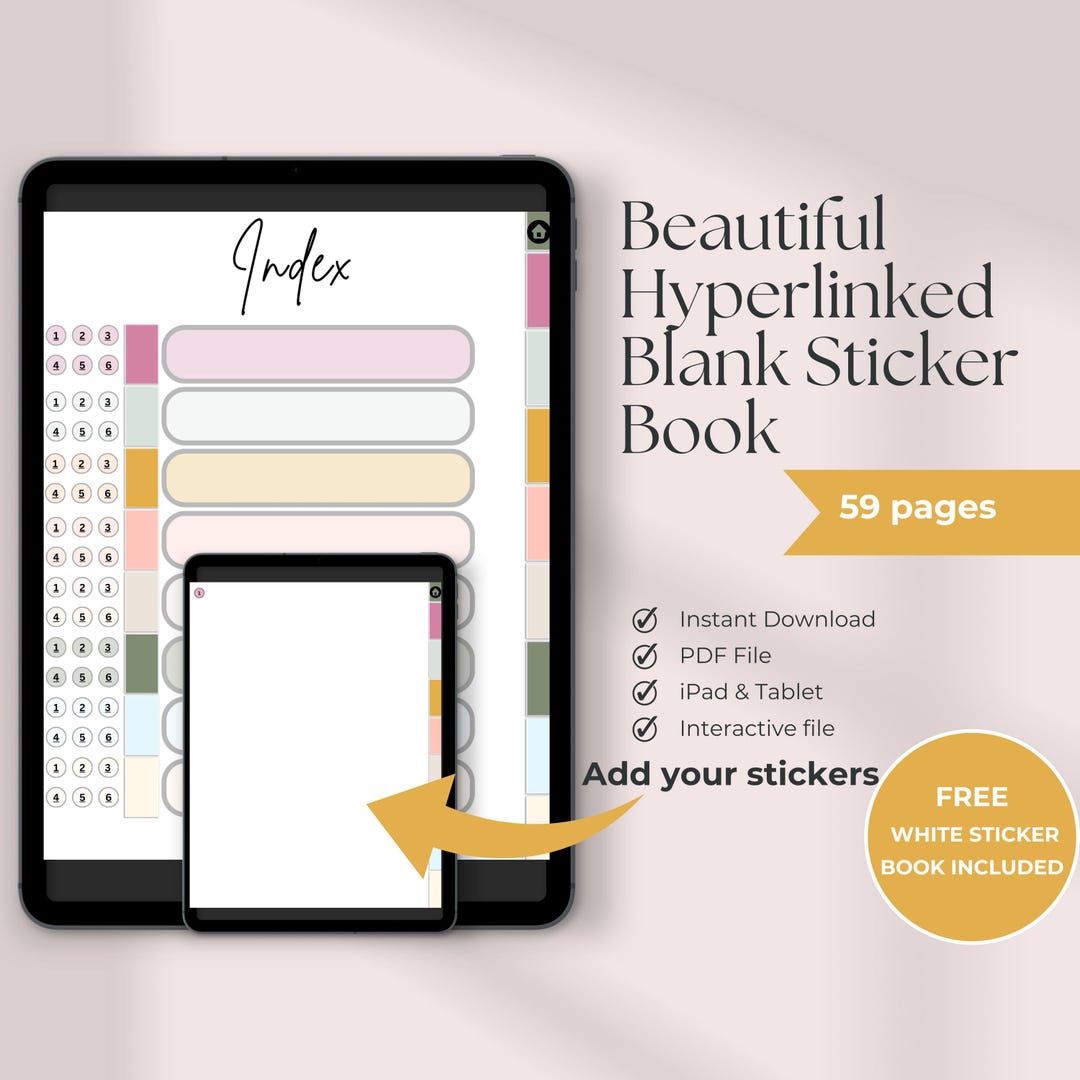 Blank Digital Sticker Book for Goodnotes | Hyperlinked Sections | iPad ...