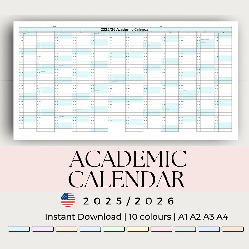Printable Academic Calendar 2025-2026 - Minimalist Planner for ...