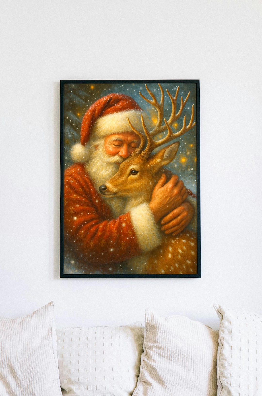 Santa's Gentle Hug Christmas Print – Emotional Holiday Wall Art (PDF ...