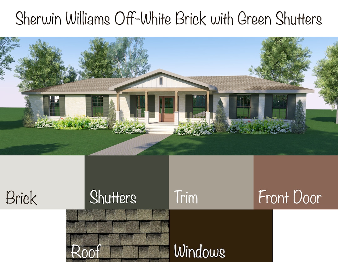 SHERWIN WILLIAMS Exterior Paint Colors With off White Brick - Etsy