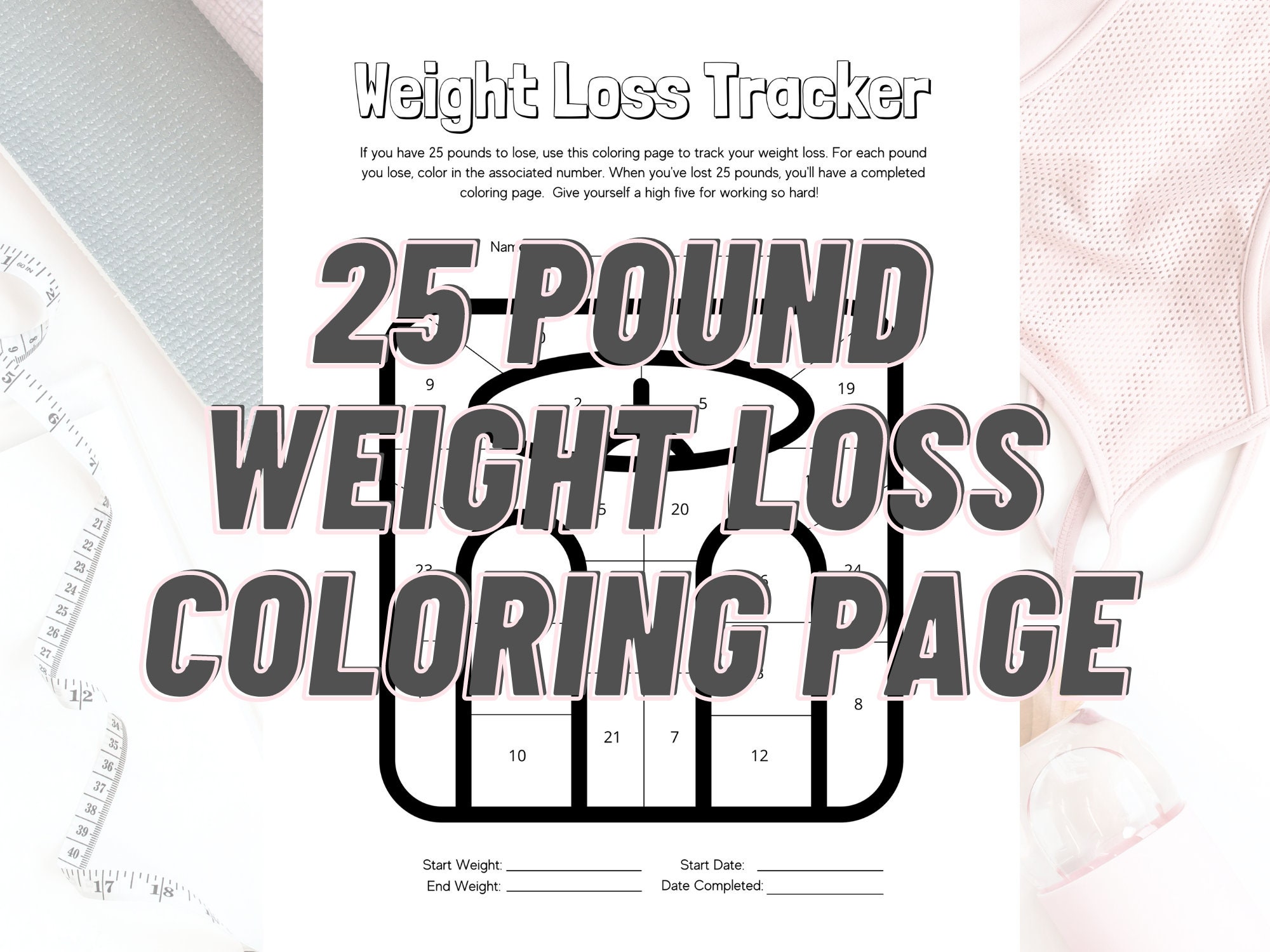 Weight Loss Challenge Coloring Page | 25 Pounds Lost | Pounds Lost ...