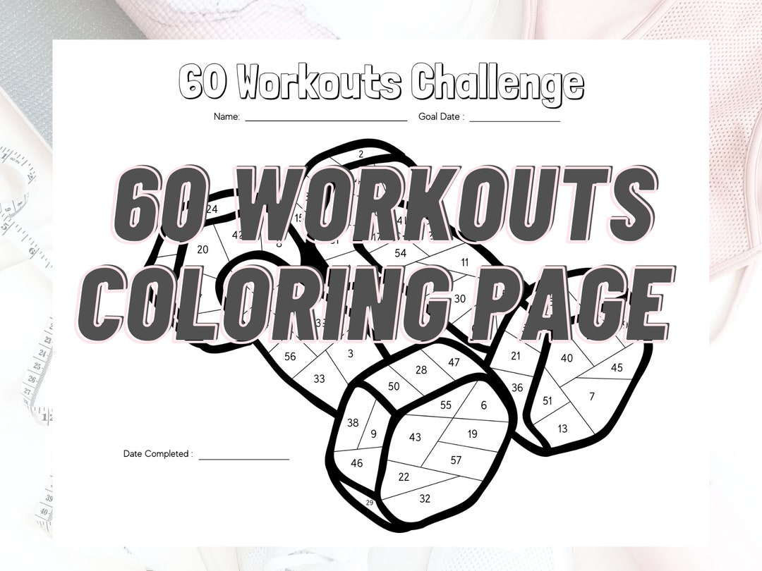 60 Workouts Challenge Coloring Page | Workout Goals 60 | Exercise ...