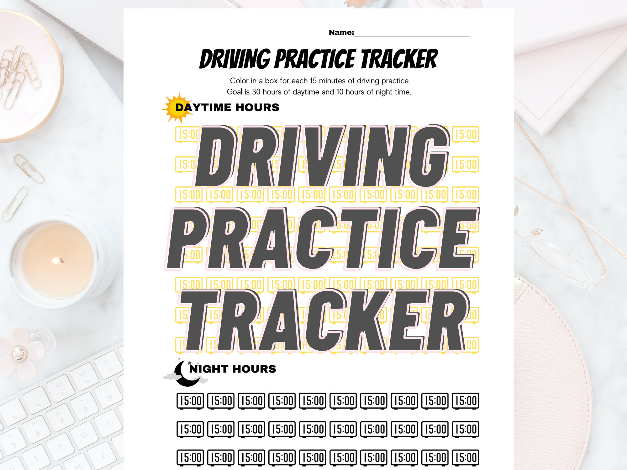 Driving Practice Tracker | Driving Practice Log | Learners Permit Log ...