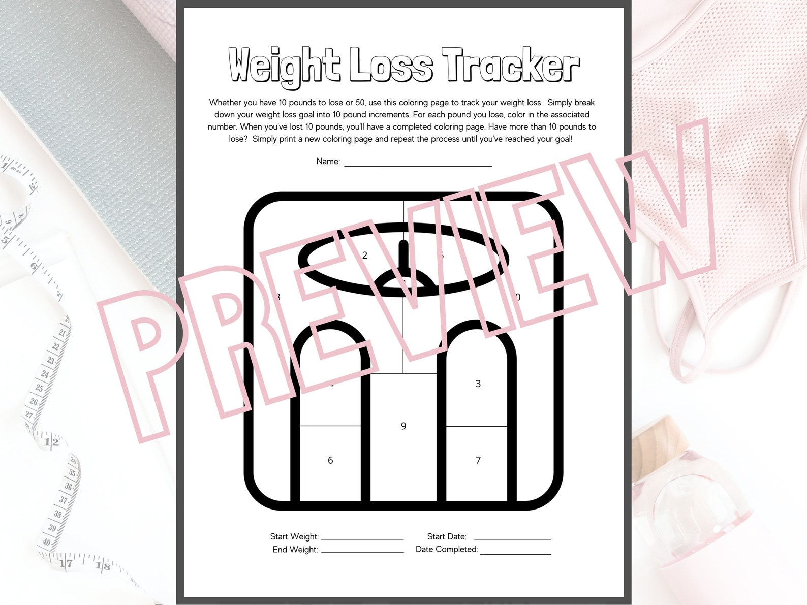 Weight Loss Challenge Coloring Page | 10 Pounds Lost | Pounds Lost ...