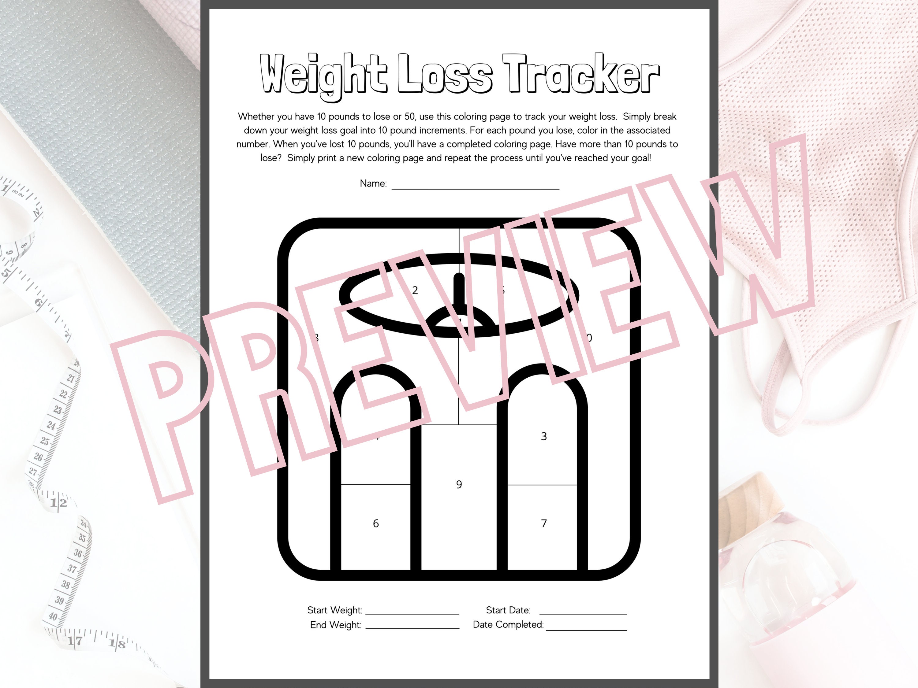 Weight Loss Challenge Coloring Page | 10 Pounds Lost | Pounds Lost ...