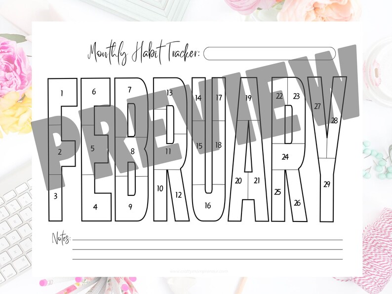 February Habit Tracker Coloring Page | Daily Habit Tracker | Monthly ...