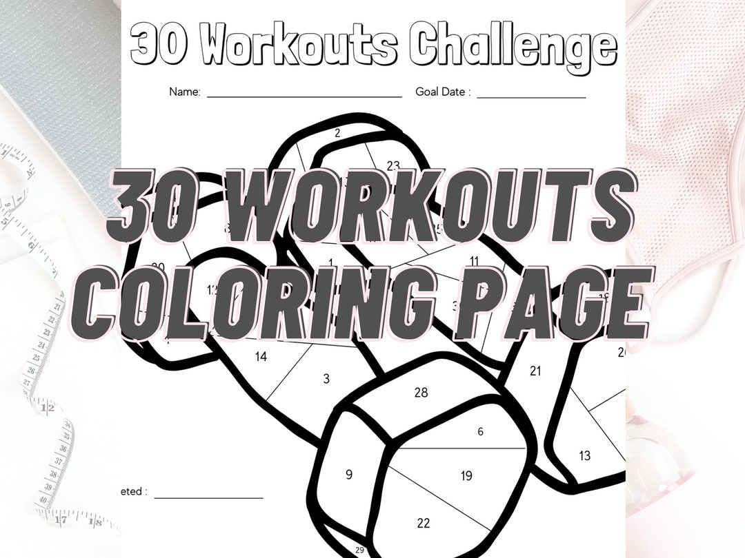 30 Workouts Challenge Coloring Page | Workout Goals 30 | Exercise ...