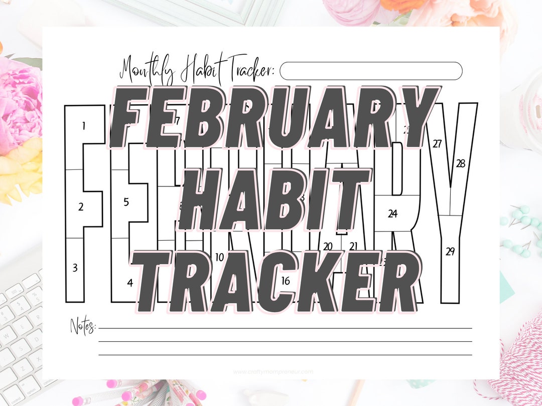 February Habit Tracker Coloring Page | Daily Habit Tracker | Monthly ...