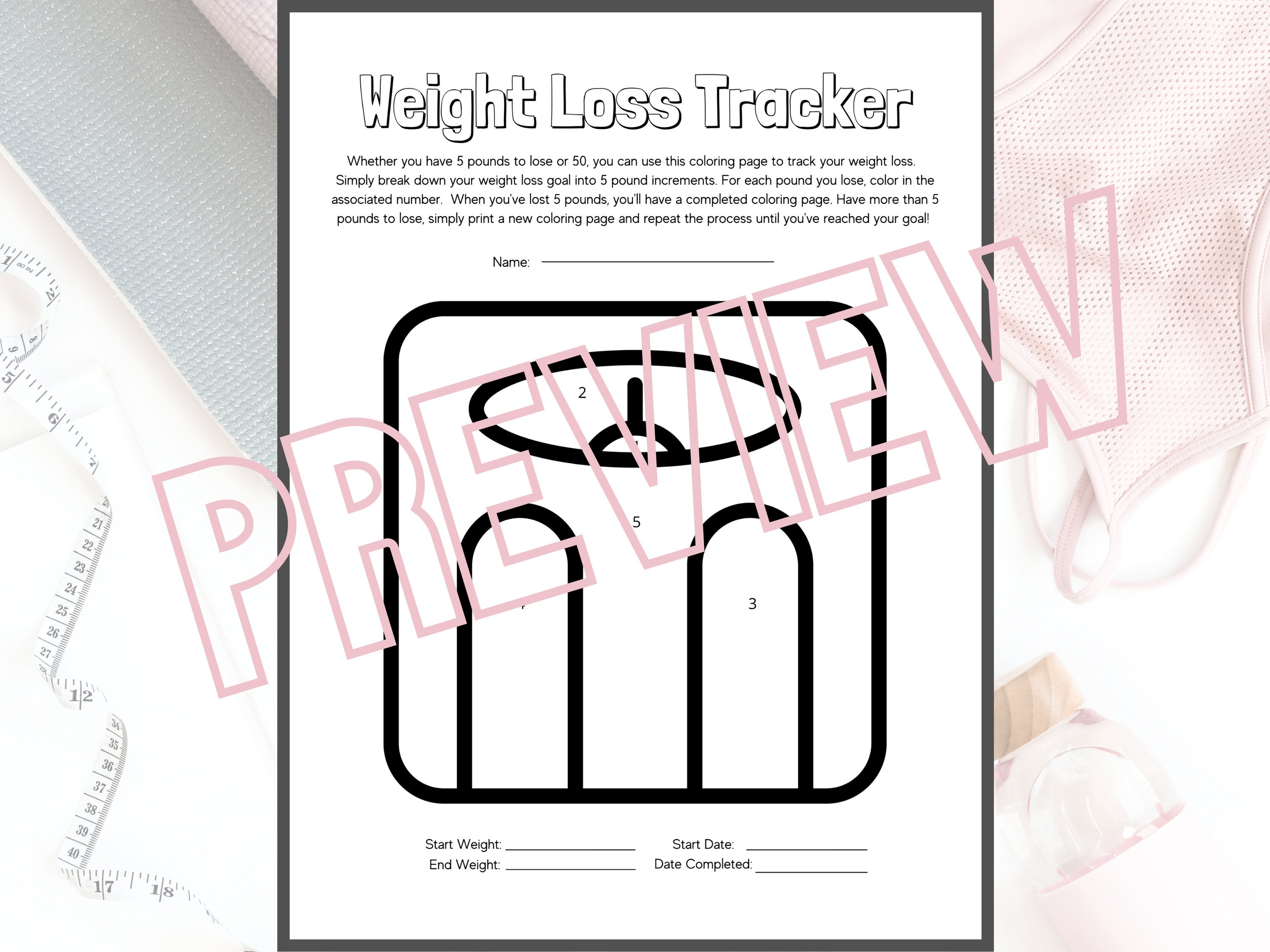 Weight Loss Challenge Coloring Page | 5 Pounds Lost | Pounds Lost ...