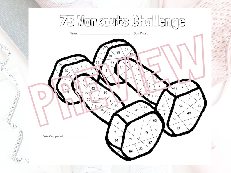 75 Workouts Challenge Coloring Page | Workout Goals 75 | Exercise ...