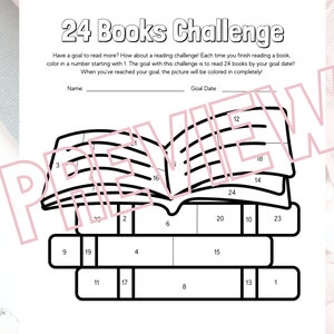 24 Books Reading Challenge Coloring Page | Reading Goals 24 Books ...