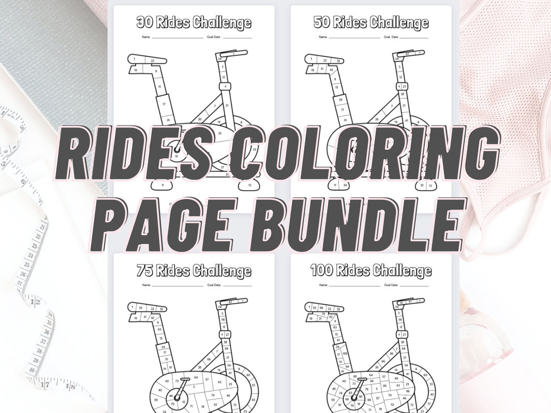 Bundle Rides Challenge Coloring Pages | Ride Goals 30 - 50 - 75 - 100 ...