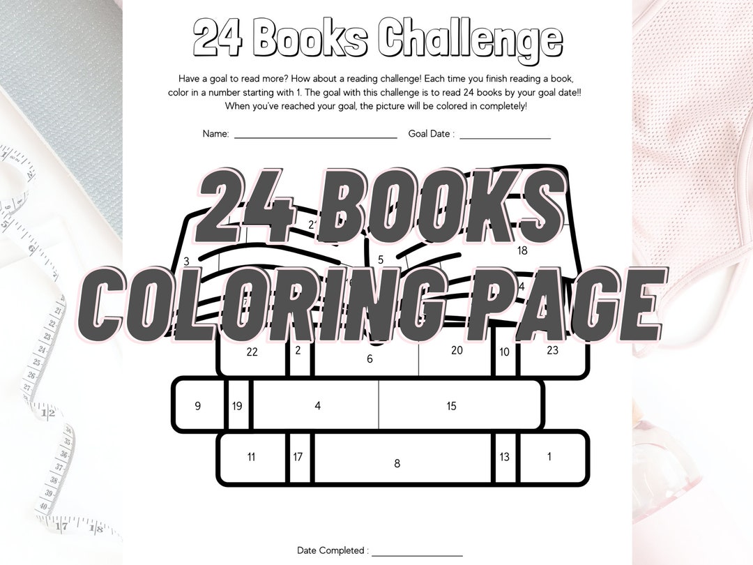 24 Books Reading Challenge Coloring Page | Reading Goals 24 Books ...