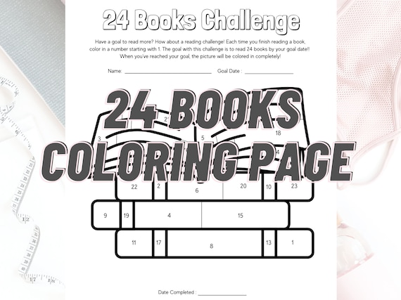24 Books Reading Challenge Coloring Page Reading Goals 24 | Etsy