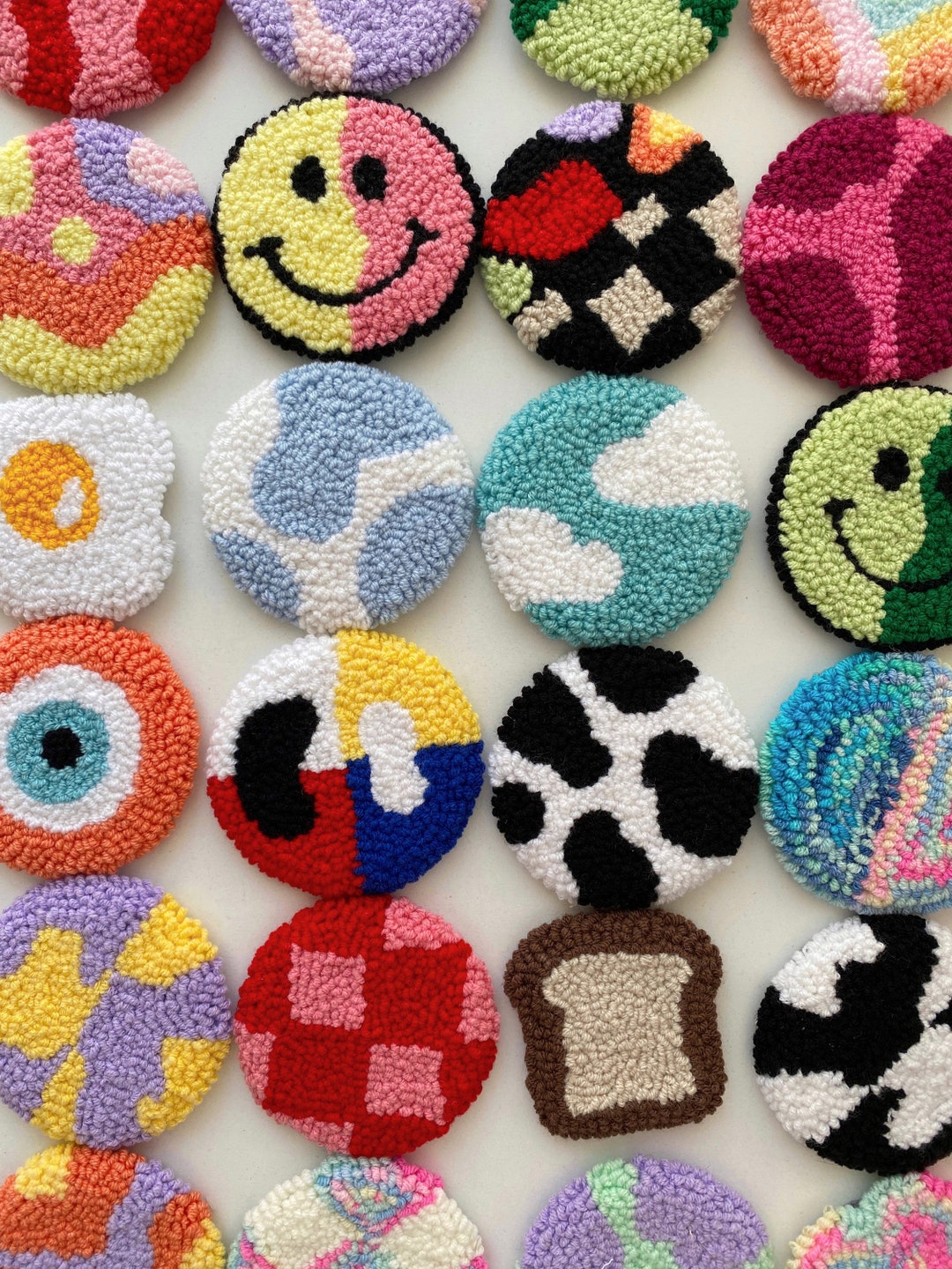 Set of 2 Car Coasters, Punch Needle Car Coaster, Car Coasters, Car Gift ...