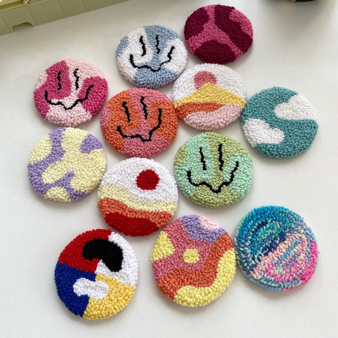 Set of 2 Car Coasters, Punch Needle Car Coaster, Car Coasters, Car Gift ...