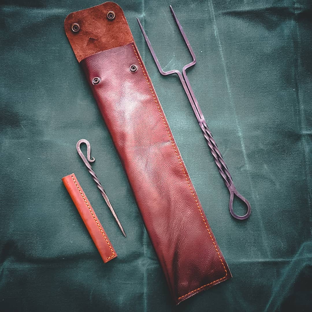Hand Forged BBQ Fork 42 Cm (16'') Tongs, Grill, Campfire Tool ...