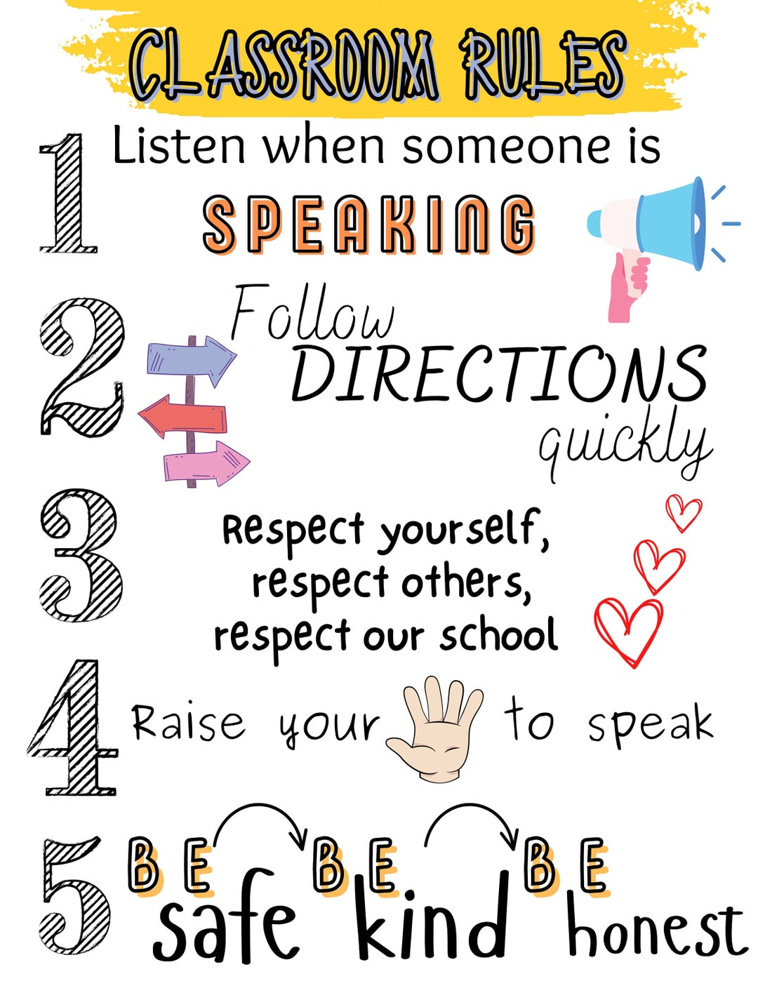 Classroom Rules Elementary Etsy