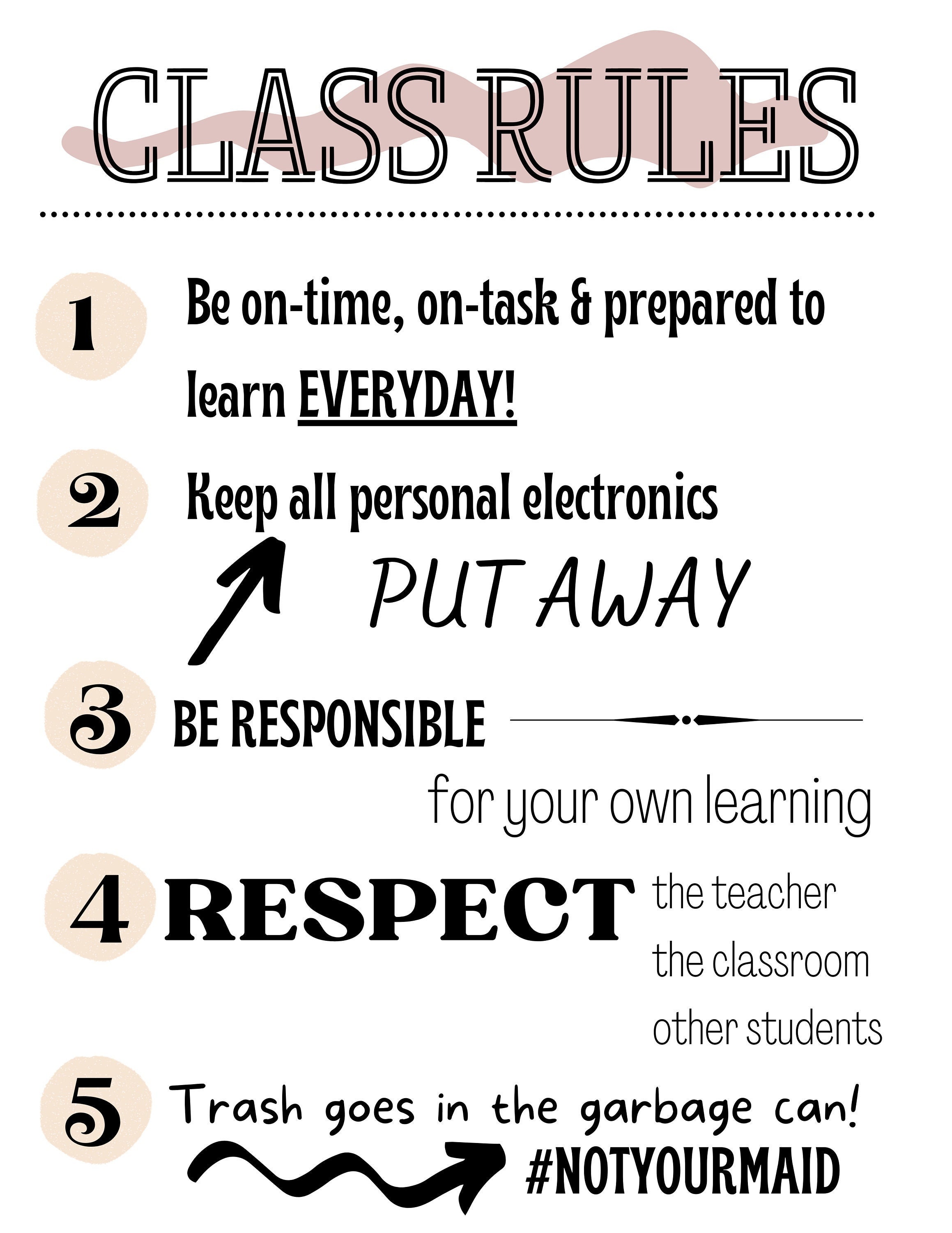 Classroom Rules For Grade 4