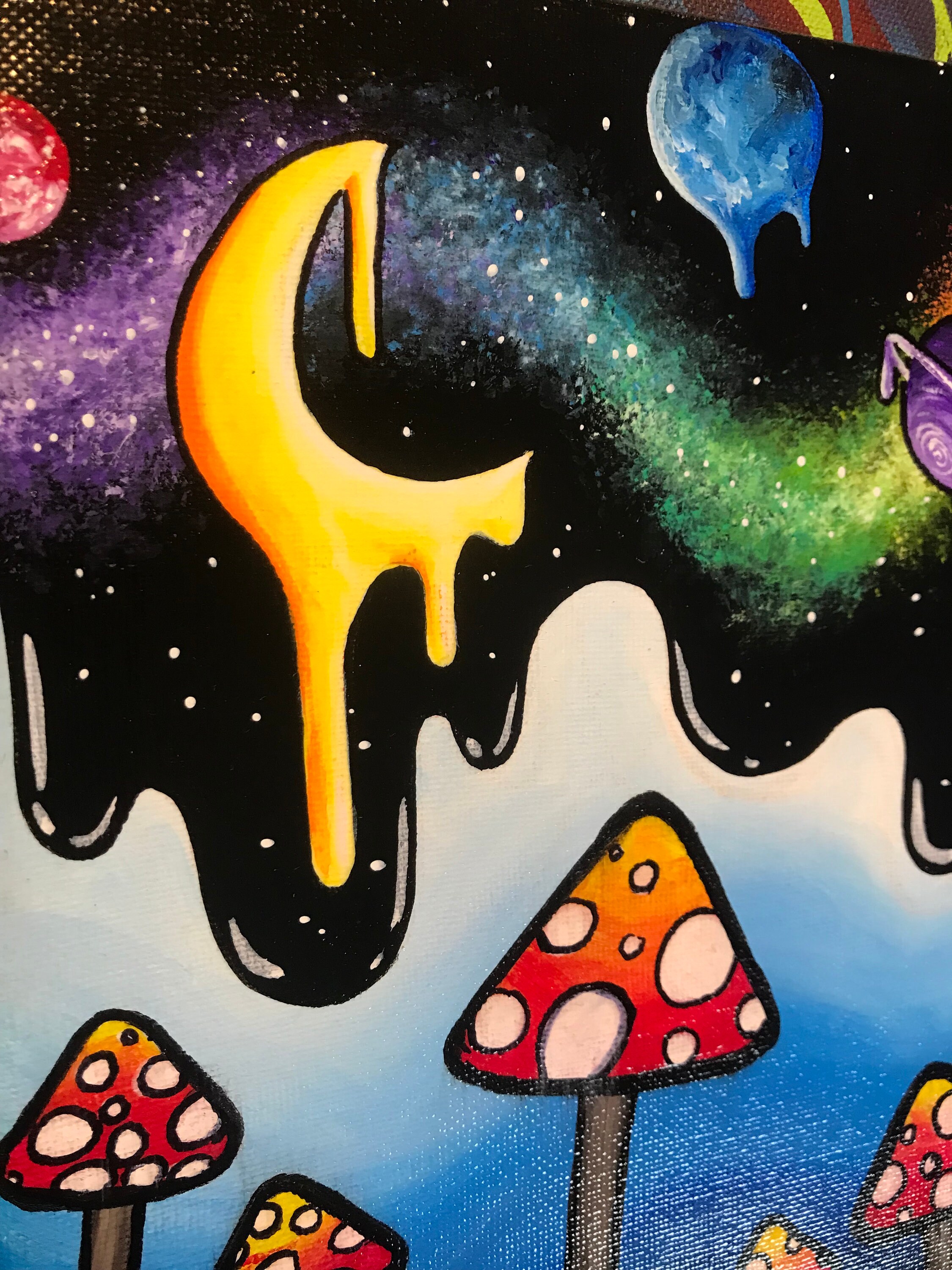 Drippy Space Shrooms 8x10 Painting original - Etsy