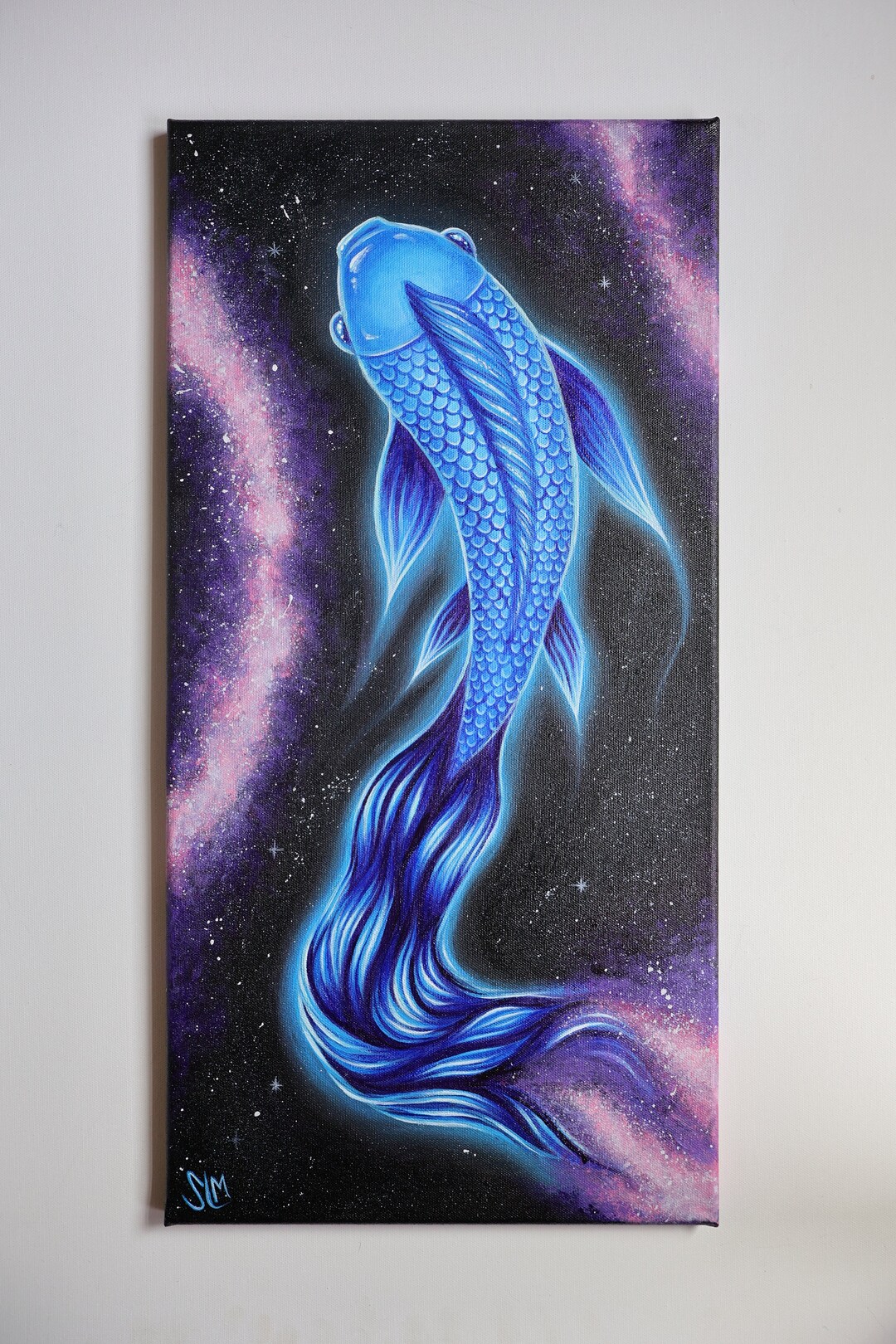 12x24" Stardust Space Koi Fish Painting *original* - Etsy