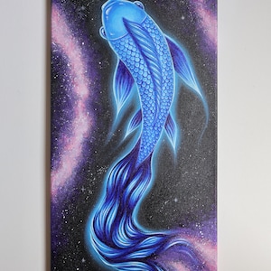 12x24" Stardust Space Koi Fish Painting *original* - Etsy