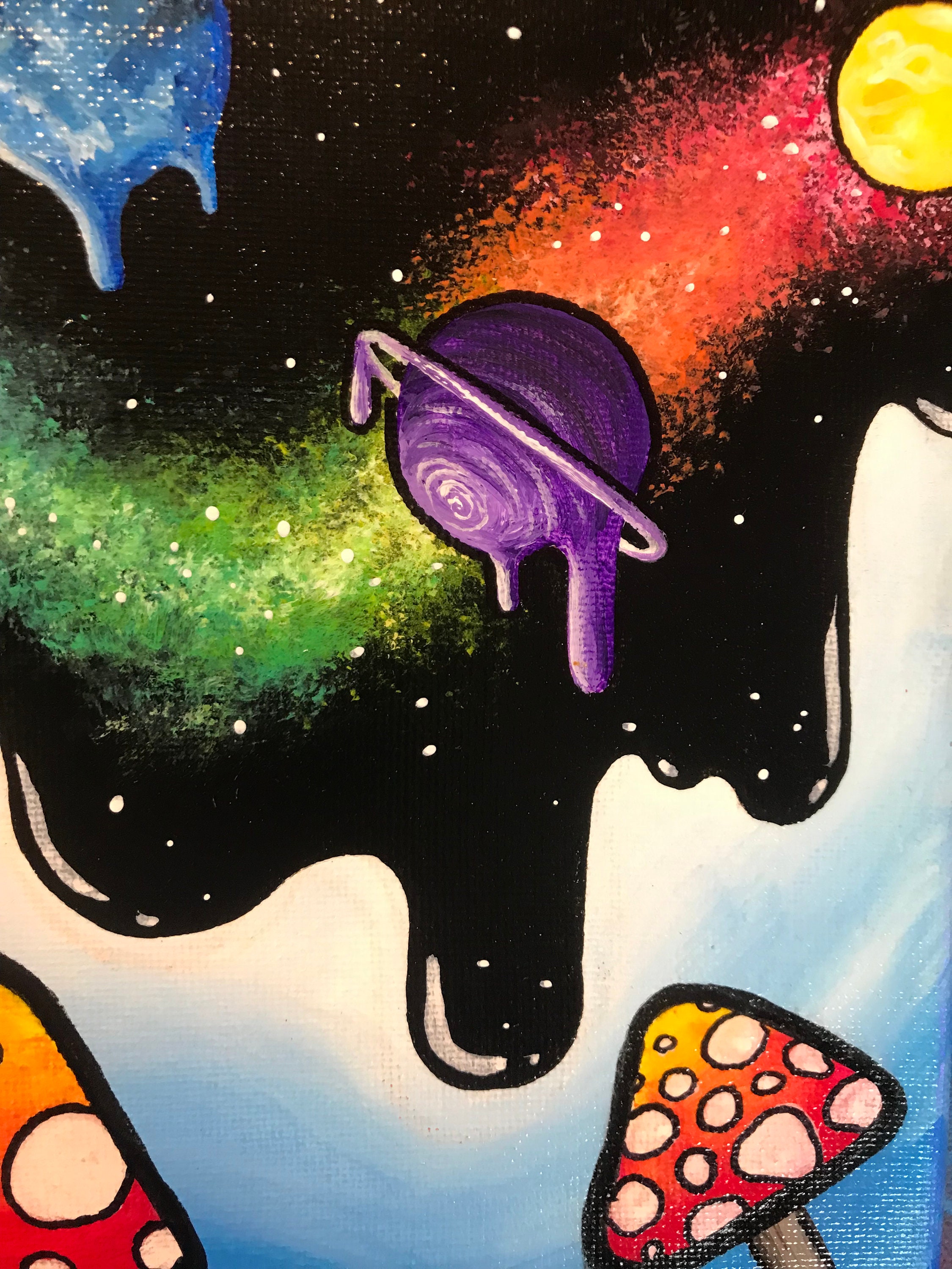 Drippy Space Shrooms 8x10 Painting original - Etsy