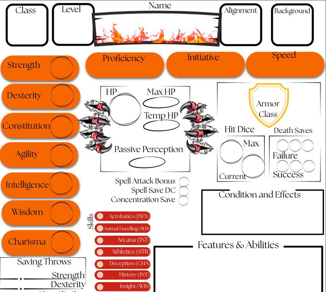 Dragon Themed Character Sheet Digital Download - Etsy
