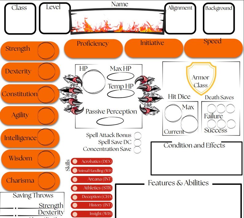 Dragon Themed Character Sheet Digital Download - Etsy