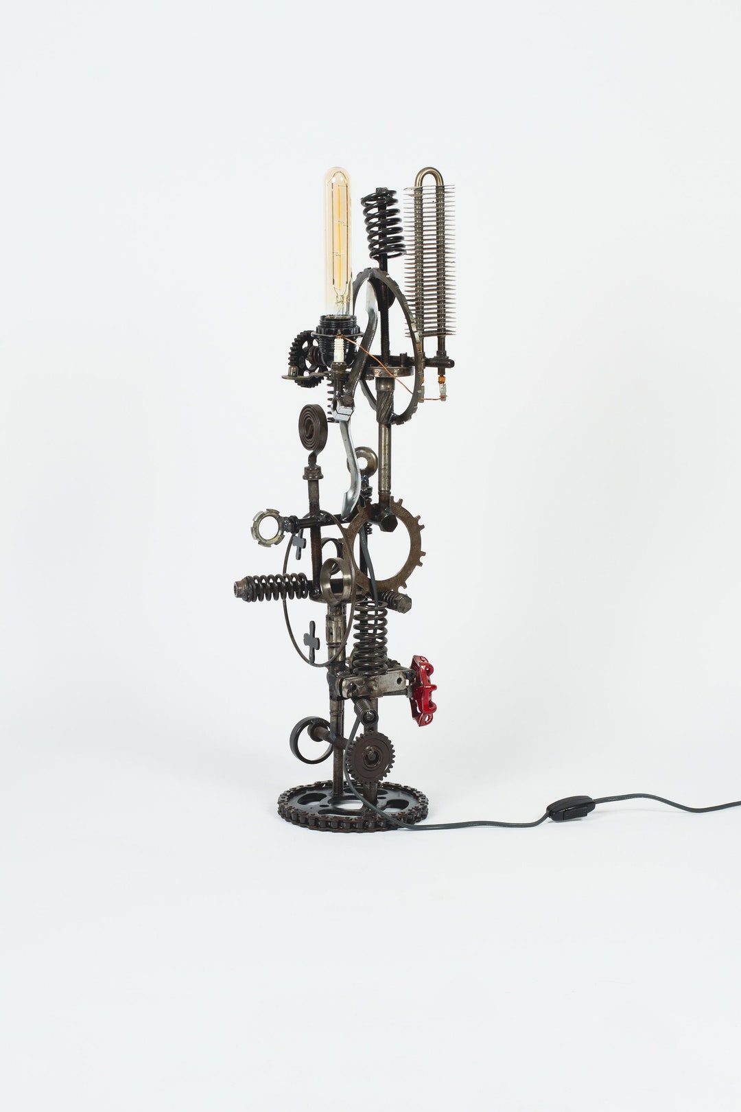 Gear Lamp/up Cycled Lamp/steel Lamp/thomas Edison/sculpture Lamp ...