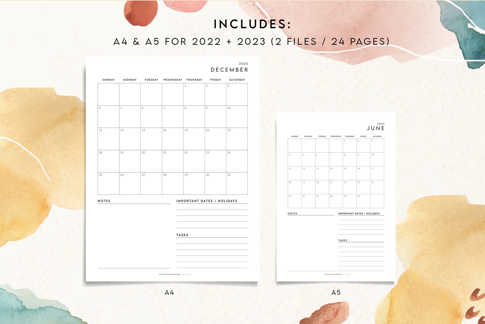 Simple Monthly Planner for 2022 & 2023, Fillable Schedule Planner ...