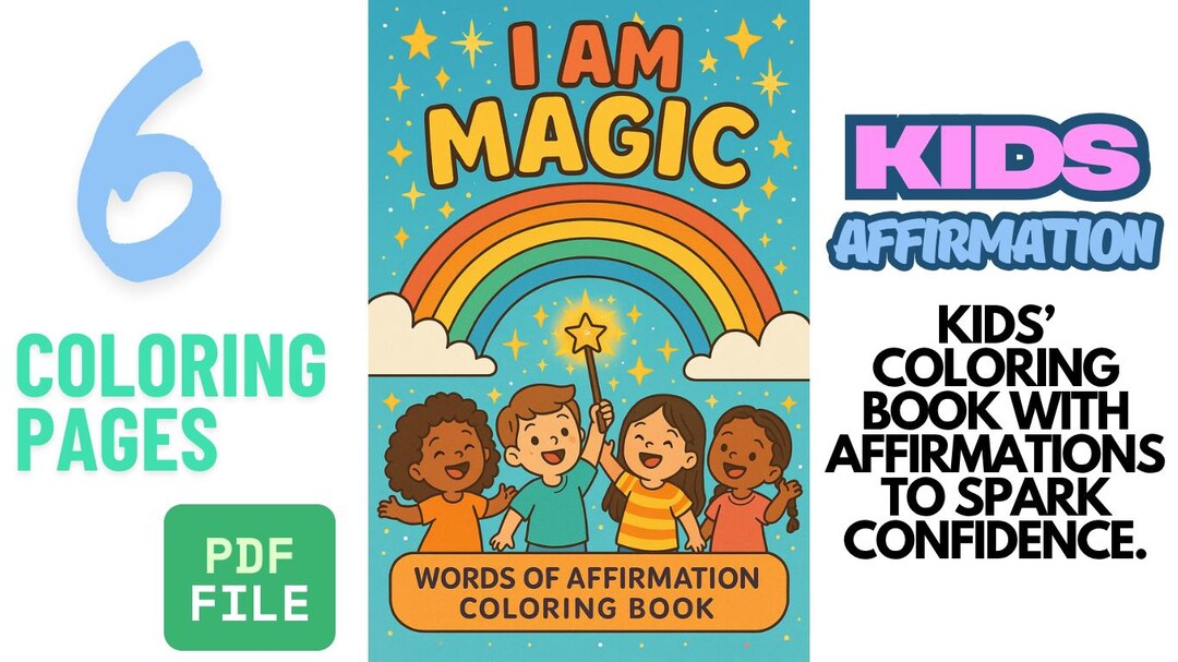 Kids Affirmation Coloring Book: I Am Magic, Positive Mindset Activity ...