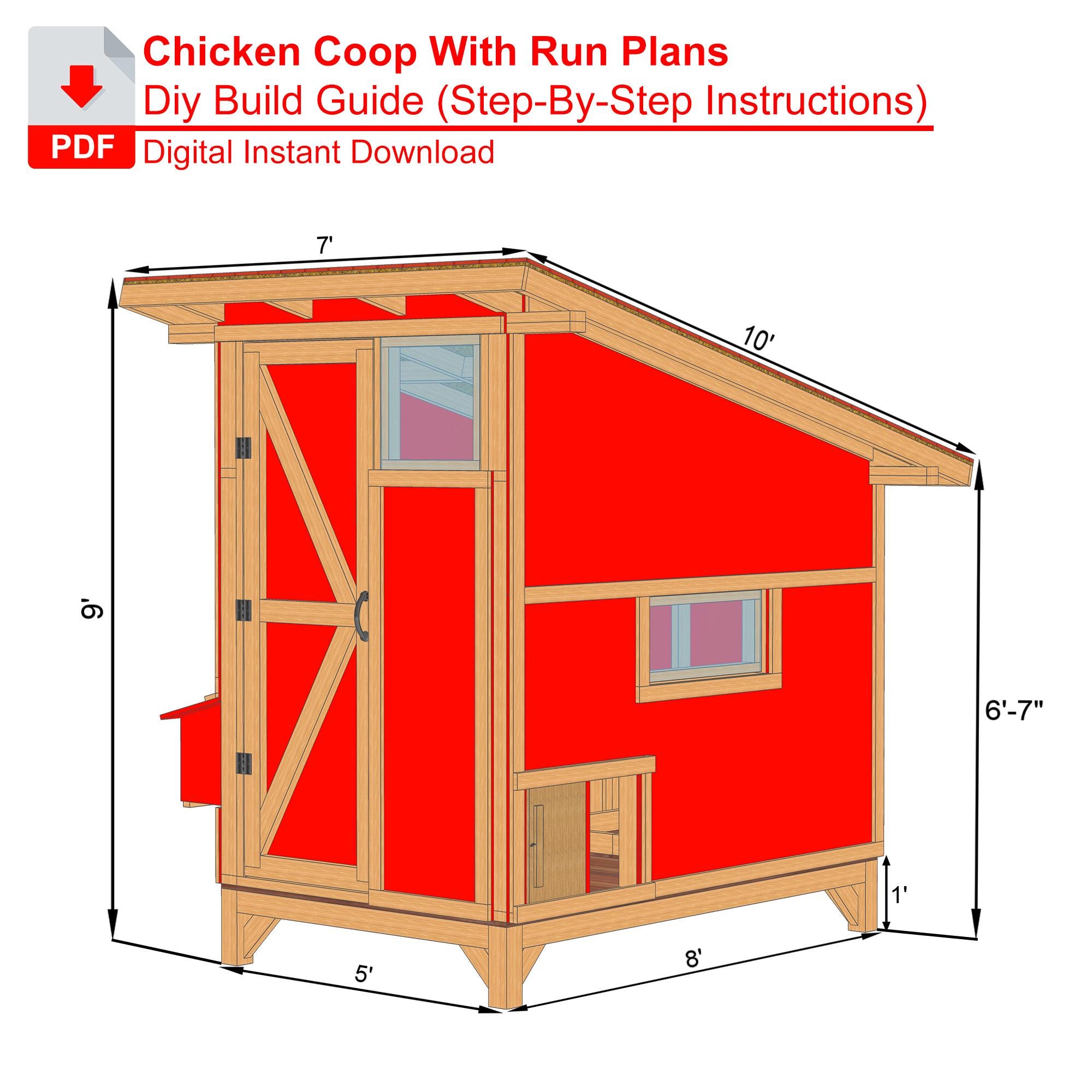DIY Walk-in Chicken Coop With Run Plans for 12 Chickens, Chicken Coop ...