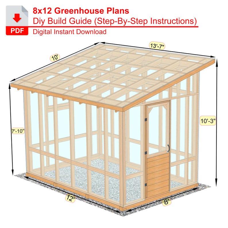 8x12 DIY Greenhouse Plans: Step-by-step Build Guide (PDF Download) - Etsy