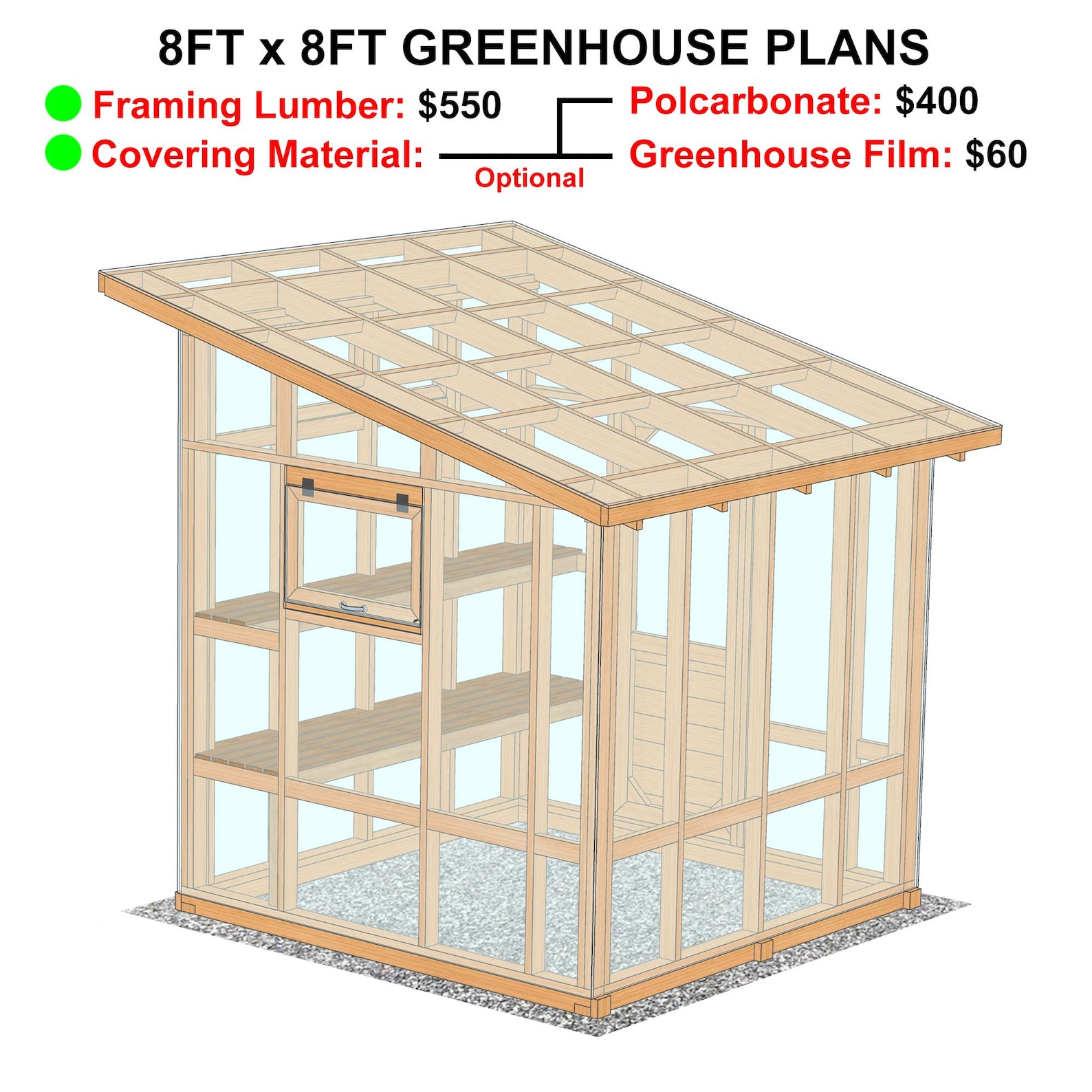 8x8 DIY Greenhouse Plans PDF | Easy Backyard Garden Build | Beginner ...