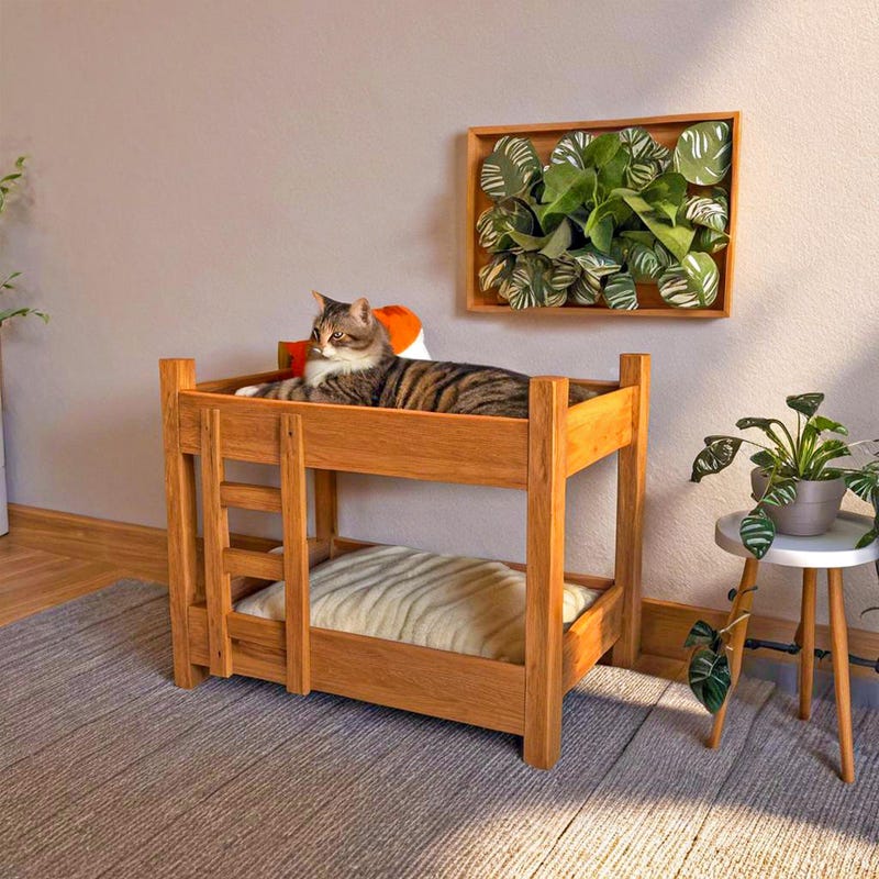 Wooden Elevated Cat Bed - Etsy UK
