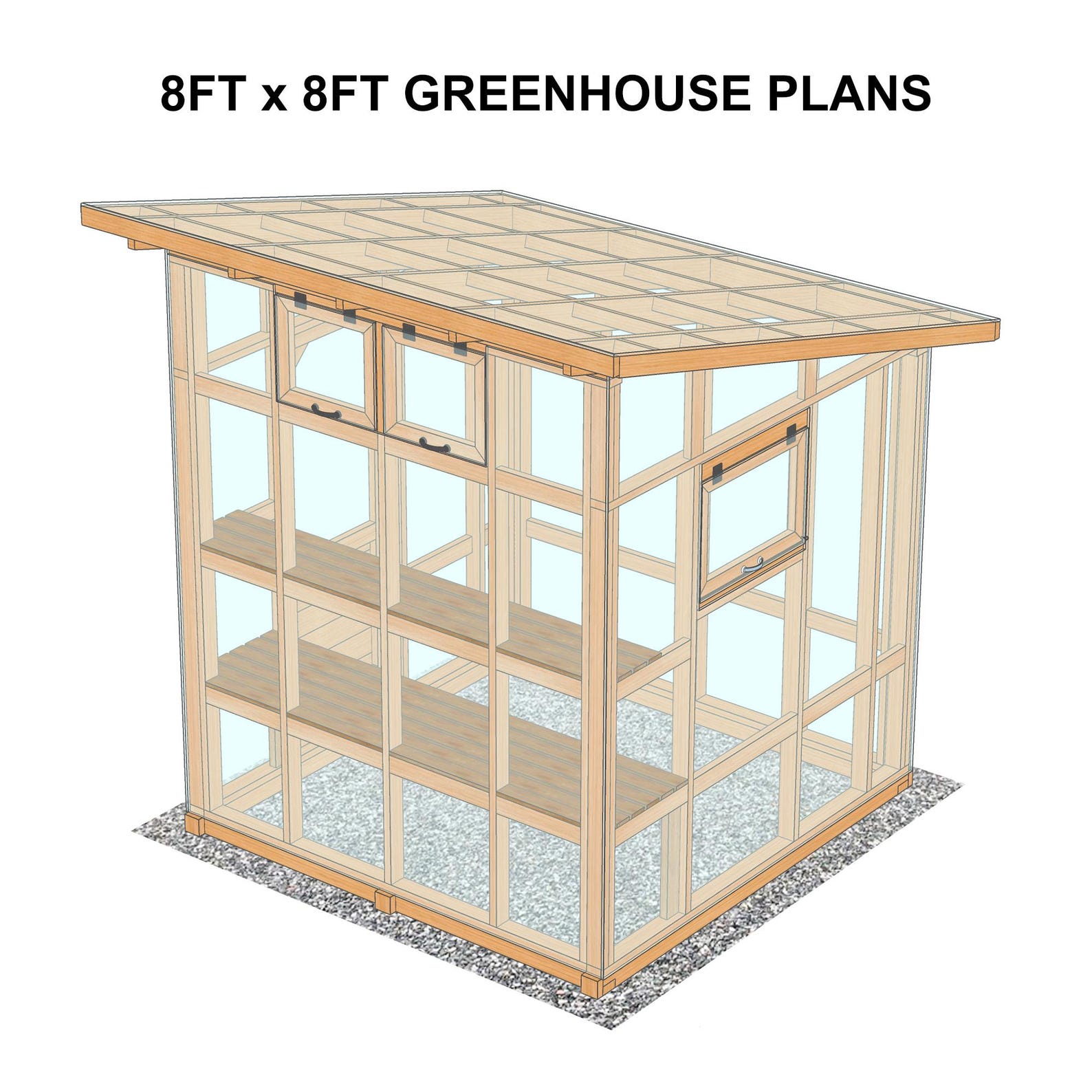 8x8 DIY Greenhouse Plans PDF | Easy Backyard Garden Build | Beginner ...