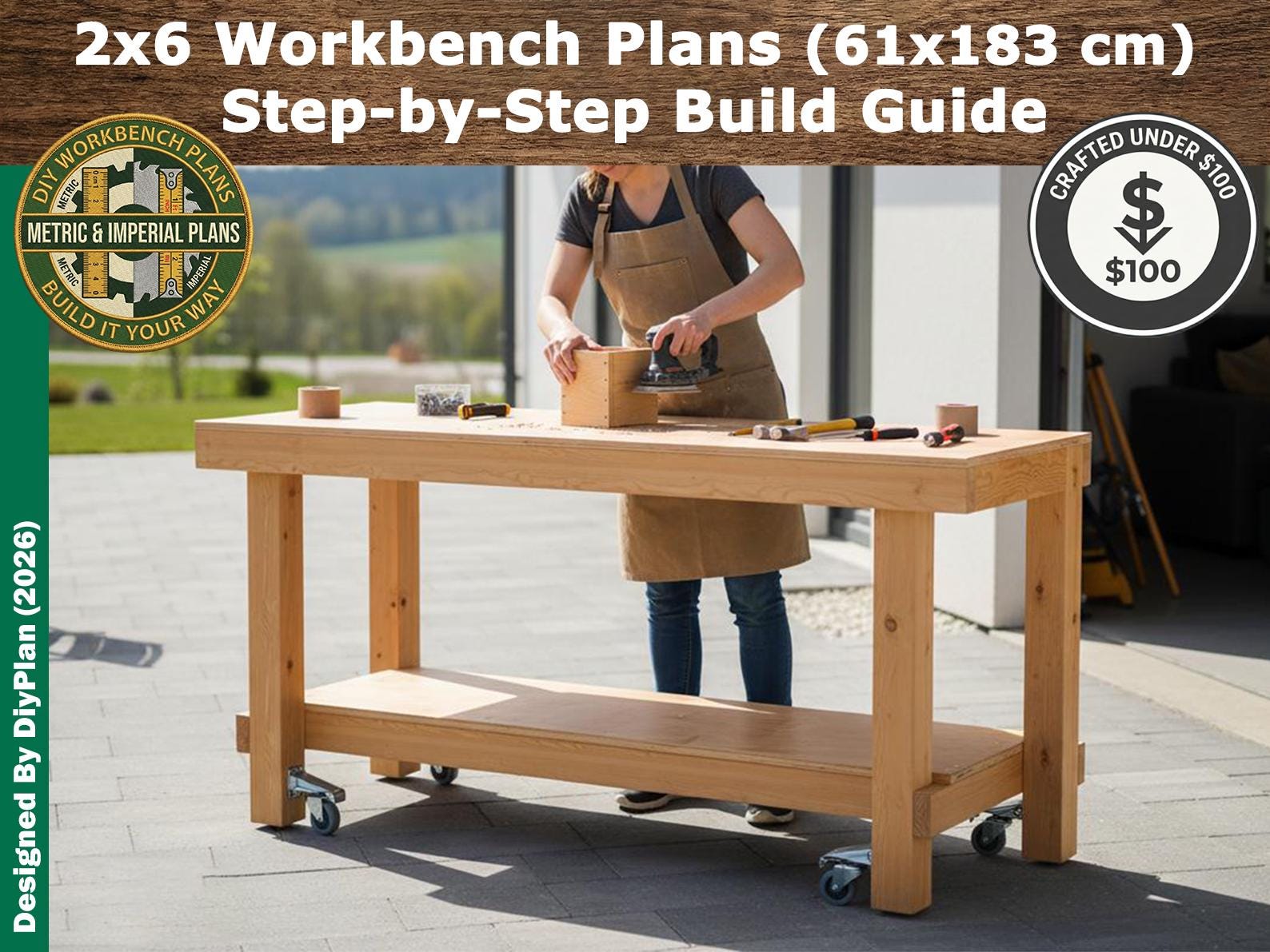 DIY Mobile Workbench Plans: 2x6 Garage Workbench With Shelf (PDF ...