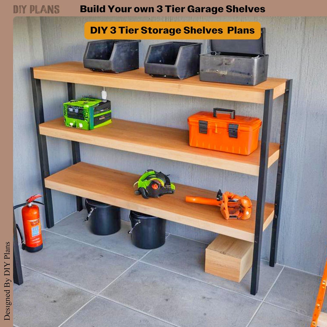 3-tier Garage Shelf Plans 2x8 | DIY Garage Shelves Build Guide | Wood ...
