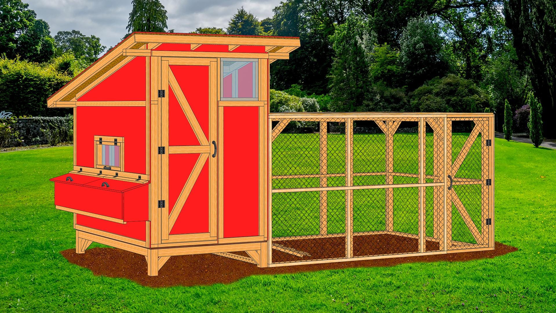 DIY Walk-in Chicken Coop Plans With Run (PDF Download) - Etsy