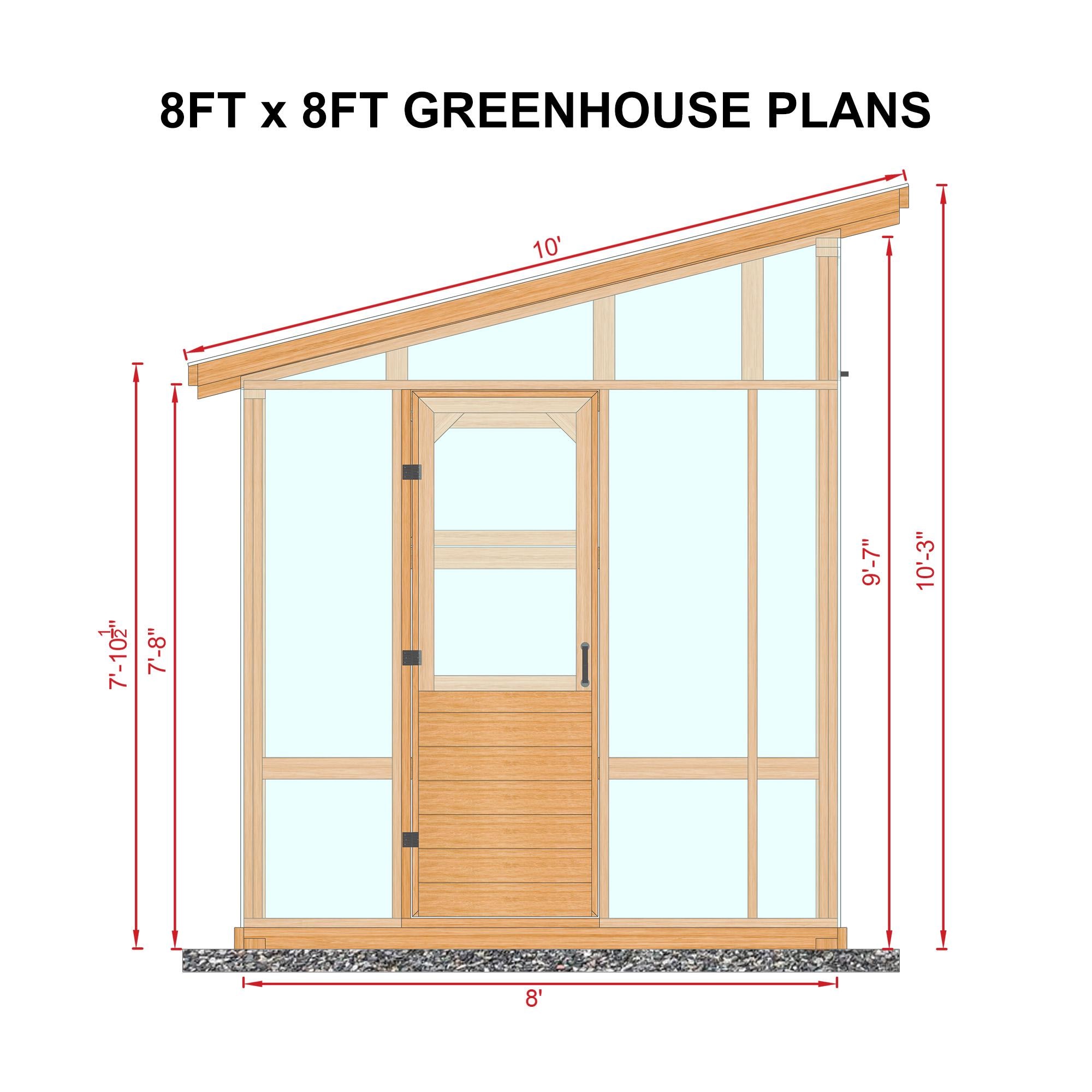 8x8 DIY Greenhouse Plans PDF | Easy Backyard Garden Build | Beginner ...