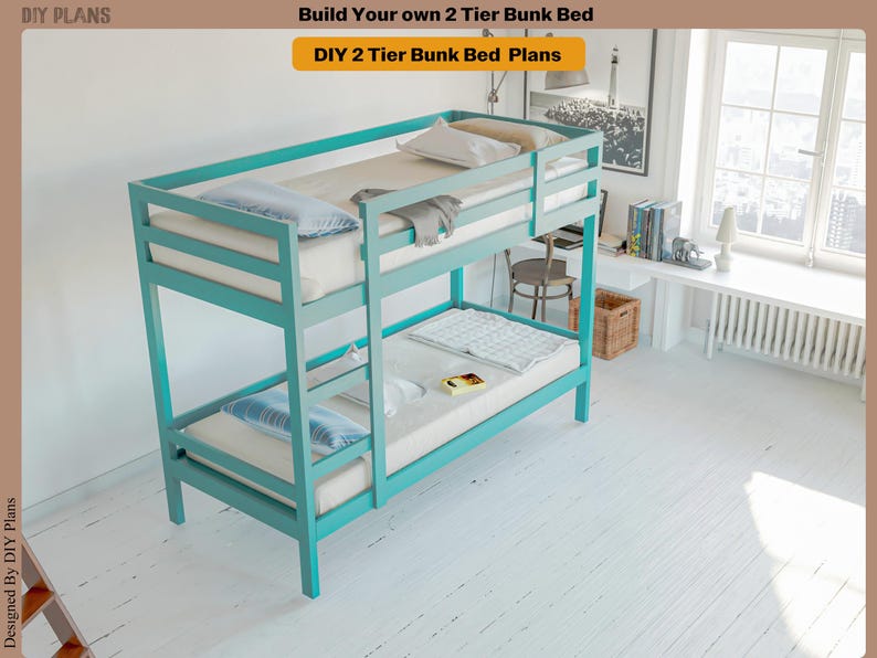 DIY Twin Bunk Bed Plans: Two-tier Wooden Bed (digital Download) - Etsy
