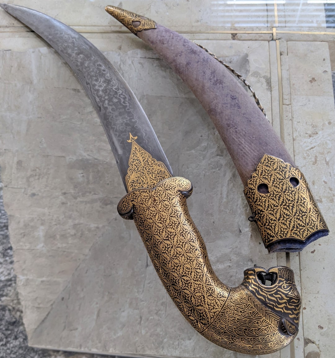 Antique Indo Persian Dagger 19 in With Gold Koftgari and Damascus Blade ...