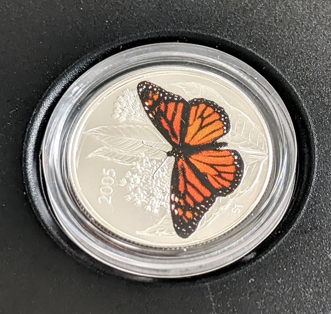Butterfly Coloured Monarch 50 Cents Silver Coin Royal Canadian - Etsy
